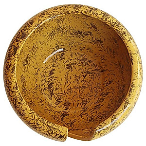 abhandicrafts Make Mom Feel Special on Mother's Day - 6 Inch Yellow Green Ceramic Brown Yarn Bowl for Knitting, Crochet for Moms Antique Hand Carved Leaf by Indian Artistians