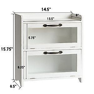 COLLECTIVE HOME - 2 Tiered Storage Cabinet, Countertop Cabinet, Wood Organizer for Kitchen Living Room Bedroom Office, 15.75 x 14.5 x 6.5 (no Pattern, Double Door, White)