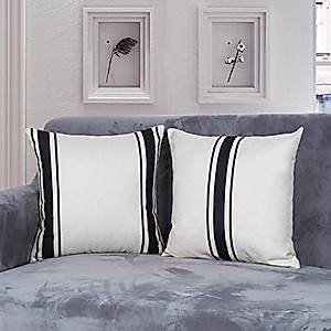 ONWAY Farmhouse Throw Pillow Covers 18x18 Rustic Indoor Outdoor Decorative Black and White Throw Pillows for Home Sofa and Couch, Set of 2