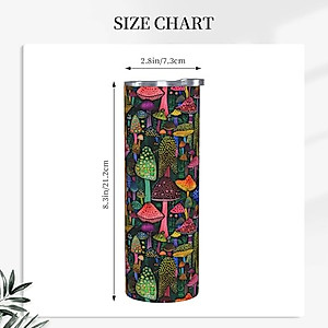 KrylDosxy Colorful Mushrooms 20 oz Stainless Steel Cups with Lid - Insulated Iced Coffee Travel Mug, Reusable Tumbler for Hot and Cold Drinks