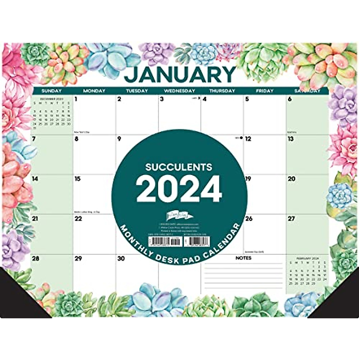 Willow Creek Press Succulent Monthly 2024 Deskpad Calendar (22" x 17")