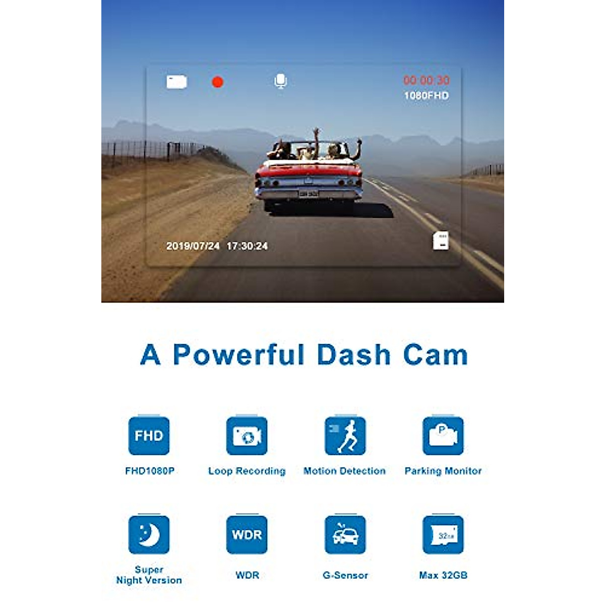 Dash Cam for Cars 1080P FHD Car Dash Camera CHORTAU 2023 New Version Car Camera Recorder 3Inch Screen Dashboard Camera with 170° Wide Angle, Super Night Vision, WDR, Loop Recording, Parking Monitor