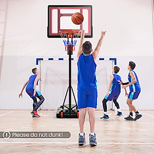 GYMAX Portable Basketball Hoop, 5 FT to 10 FT Adjustable Basketball Goal with 10 Heights, All Weather Basketball Stand System with Weight Bag & Wheels, for Kids Youth Adult, Indoor Outdoor Pool, Court