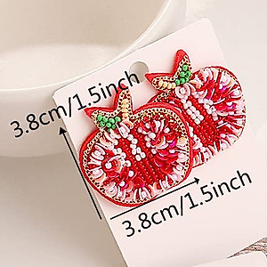 Beaded Teach Statement Earrings Seed Pencil Apple Rainbow Dangle Drop Earrings Teacher Appreciation Gifts Back To School Jewelry-apple