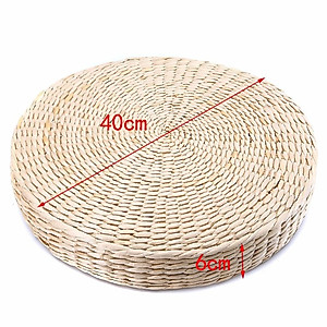 ZTGD Seat Cushion, Rattan Anti-Skidding Handmade Round Straw Weave Pillow Breathable Floor Yoga Zen Chair Seat Mat Cushion Pad