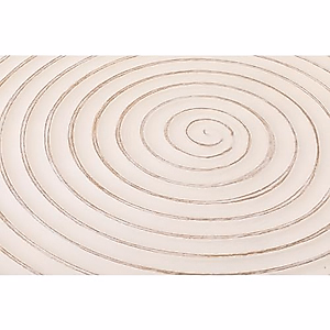 COZAYH 2-Piece Modern Farmhouse Living Room Coffee Table Set, Round Table Natural Finish with Handcrafted Wood Ring Motif, White