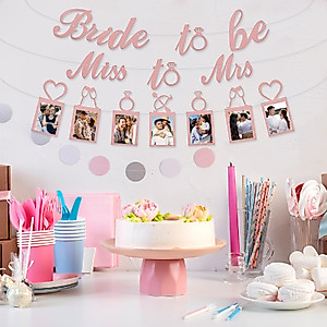 JIEYAO Glitter Bridal Shower Decorations, “Bride to be” “Miss to Mrs” Banner, Shiny Bachelorette Bridal Party Banner Miss to Mrs Sign with Photo Banner for Wedding Engagement Party Kit Supplies