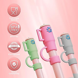 MLKSI Straw Cover for Stanley Cup Accessories, 10mm Straw Topper for Stanley Tumbler Simple Modern 40 oz Tumbler with Handle, Extra Long Straw Cap for Stanley Water Bottle