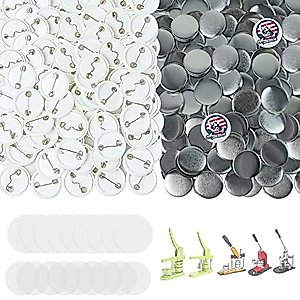 Onemorello 800 PCS Button Maker Supplies, 0.98 inch / 25mm Button Parts Button Supplies, Approx. 1 in Blank Button Badge Parts with Blank Paper for Button Maker Machine Pin Maker Machine Button Press