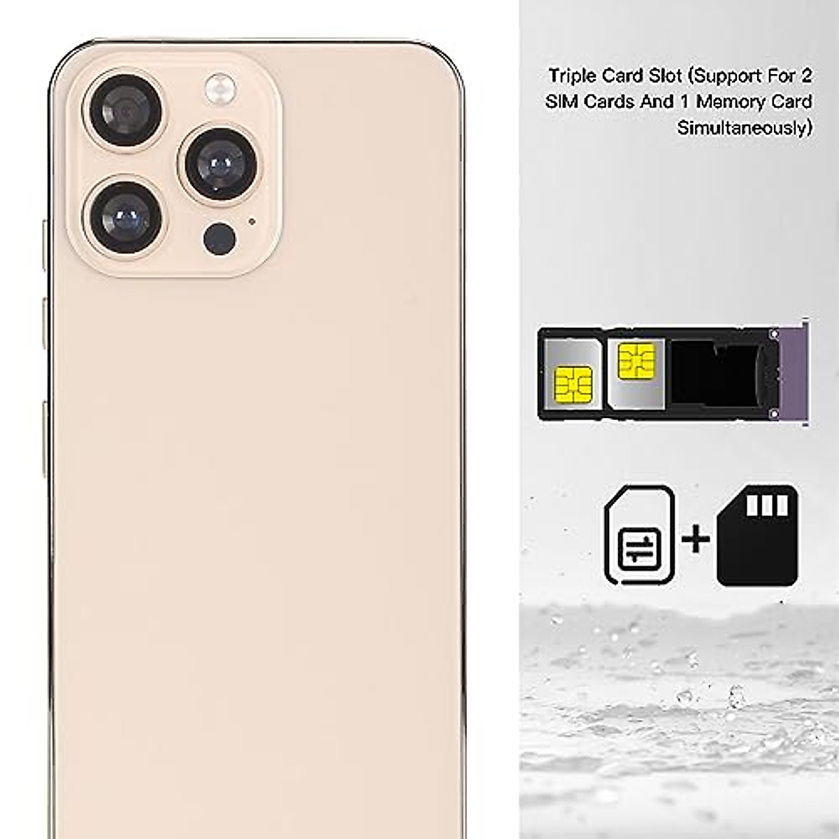 Yunseity Unlocked Smartphone I14promax, 6.6 Inch FHD Screen 2.4G 5G Dual Band WiFi Cellphone for Android13, 8GB RAM 256GB ROM, 8MP 24MP Cameras, MT6735 10 Core CPU, with Earbuds (US Plug)