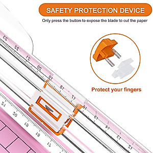 Paper Cutter 12 Inch Titanium Paper Trimmer Scrapbooking Tool with Automatic Security Safeguard and Side Ruler for A4, Craft Paper, Label, Photo and Cardstock (Pink)