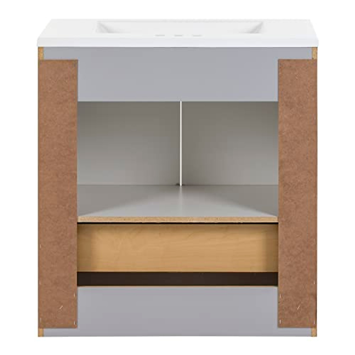 Spring Mill Cabinets Emlyn 30 Inch Bathroom Vanity with White Single Sink Top, 2-Door Cabinet, 1 Drawer, 30.5" W x 18.75" D x 32.89" H, Pearl Gray