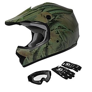 TCMT Dot Youth & Kids Motocross Offroad Street Helmet Motorcycle Youth Helmet Dirt Bike Motocross ATV Helmet with Goggles Gloves