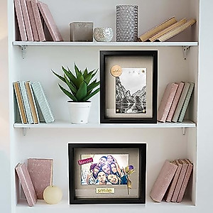 LotFancy Shadow Box Frame, 11x14 Black Display Case, Wooden Picture Frame for Desk, Soft Linen Backboard and Shatter Resistant Glass for Bouquet Photos