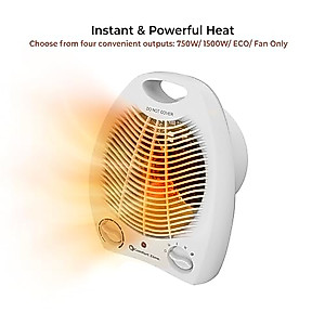 Comfort Zone Electric Fan-Forced Portable Space Heater with Adjustable Thermostat, Overheat Sensor, Tip-Over Switch, & Heat Resistant Housing, Ideal for Home, Bedroom, & Office, 1,500W, CZ40E