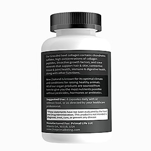 Primal Being Grassfed Beef Cartilage Collagen (Type I-V & XI)- Supports Hair, Skin, Nails, Joint Health, Immunity, Digestion, Post Exercise Recovery - 120 Capsules, 3000 mg per Serving