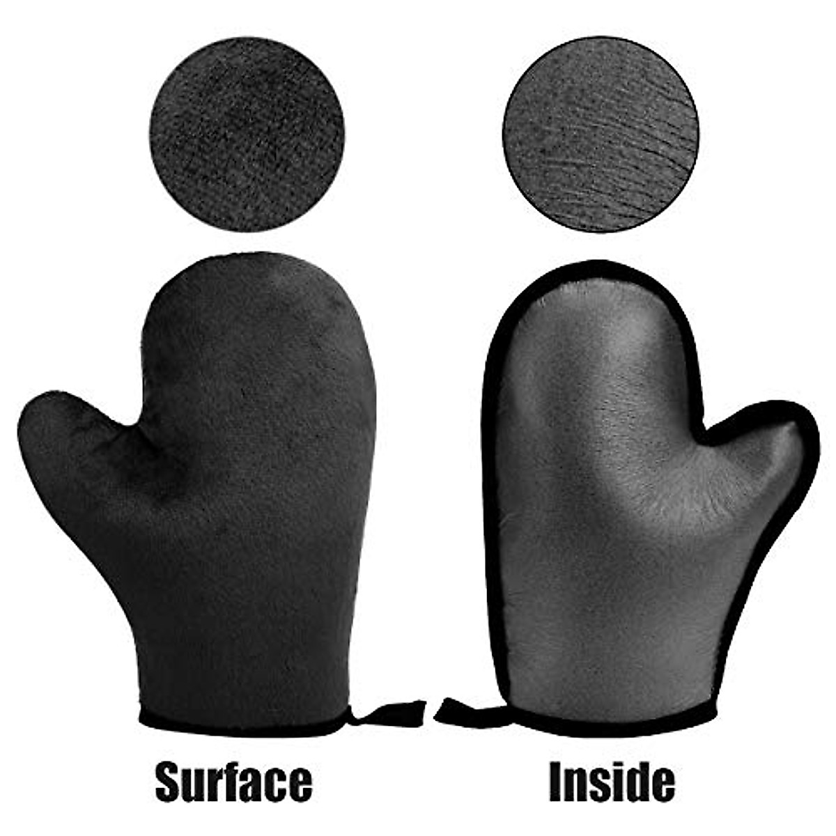 Self Tanning Mitt Tan Mitt Tanning Mitt Applicator with Thumb and Face Applicator Mitt Washable Reusable Sunless Tanner Mitt Tools Set for Mousse, Lotion, Spray and Oil（Black）