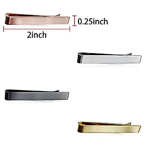 HAWSON Tie Clip-Skinny Tie Bar for Mens 4Pcs Initial Tie Clips Suitable for Wedding Anniversary Business and Daily Life Come with a Black Gift Box