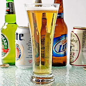 Circleware Quench Beer Drinking Glasses, Set of 4, Home & Kitchen Entertainment Dinnerware Highball Glassware for Water, Wine, Juice and Best Bar Liquor Dining Decor Beverage, 11.8 oz, Clear