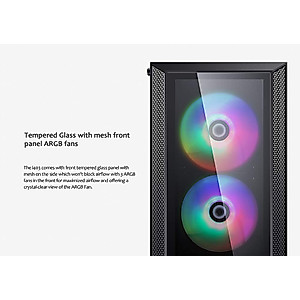 Raidmax ATX Desktop Computer Gaming PC Case Mid Tower PC Case with addressable RGB x3 ARGB Fans ATX PC Case USB 3.0 Tempered Glass PC Case Mesh Window Computer Case with 3 ARGB LED Black PC Case -i403