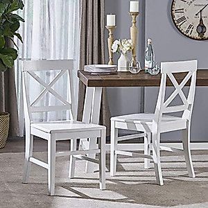 Christopher Knight Home Roshan Farmhouse Acacia Wood Dining Chairs, White