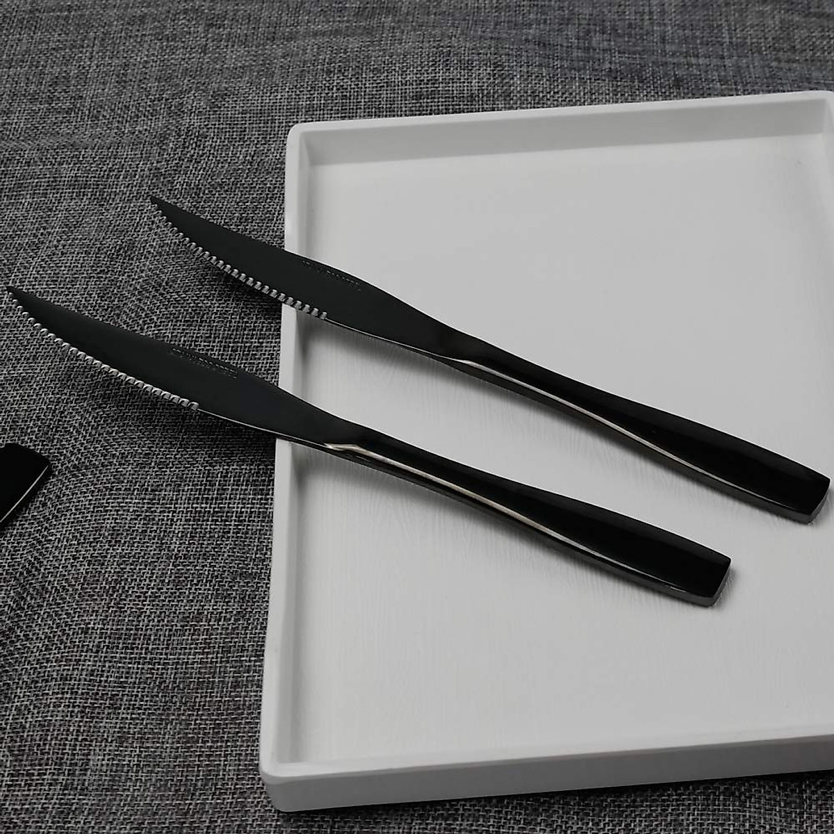 Teyyvn 8-Piece Black Steak Knife Set, Stainless Steel Kitchen Knives