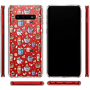 Generic Slim TPU Phone Case Compatible with Samsung Galaxy A72 A71 5G A70 A51 A32 A21 A11 A12 A01 Durable Kittens Cute Clear Soft Protective Shockproof Paws Kawaii Cover Cats Silicone Pet Coffee Cups