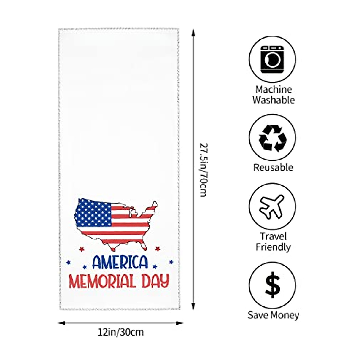 luxteen America Memorial Day Hand Towel - Print Bath Bathroom Towel Highly Absorbent Soft Guest Fingertip Towels