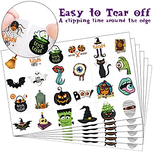 Grehge eces Halloween Temporary Tattoos Stickers 6 Sheets Halloween Themed Tattoos Body Sticker 24 Styles Halloween Party Waterproof Stickers for Halloween Party Favor Decor