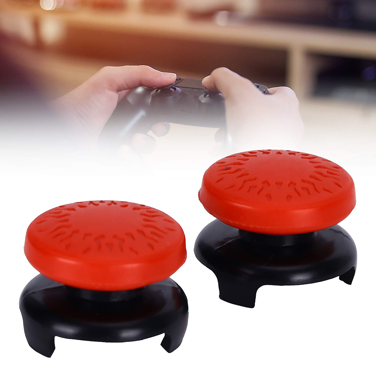 Lazmin112 2Pcs Thumbstick Soft Silicone Cover Grip Stick Joystick Controller Gamepad Key Cap,Wireless Controllers Silicone Analog Thumb Grip Stick Cover,for PS5(red)