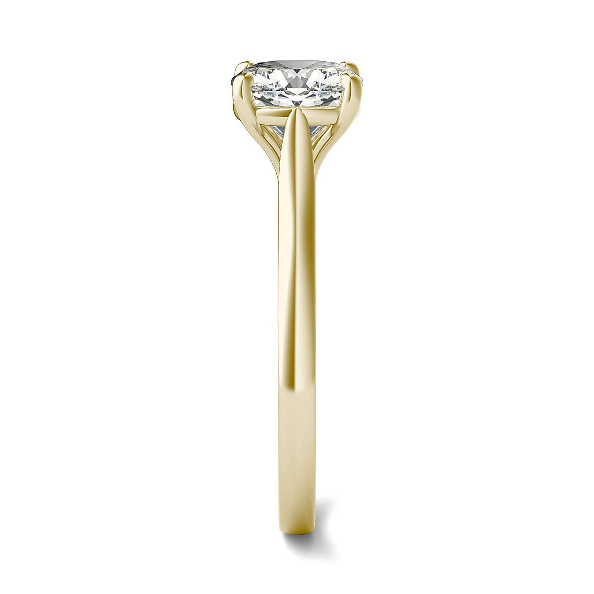 Charles & Colvard Created Moissanite 7.5mm Cushion Cut Solitaire Engagement Ring for Women | 2 cttw DEW | Lab Grown | Solid 14K Yellow Gold | Size 5.5