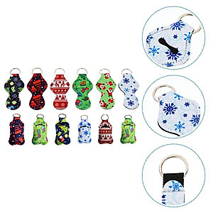 12Pcs Portable Lipstick Holder Keychain Neoprene Keyring Holder Lip Balm Case Pouch for Christmas