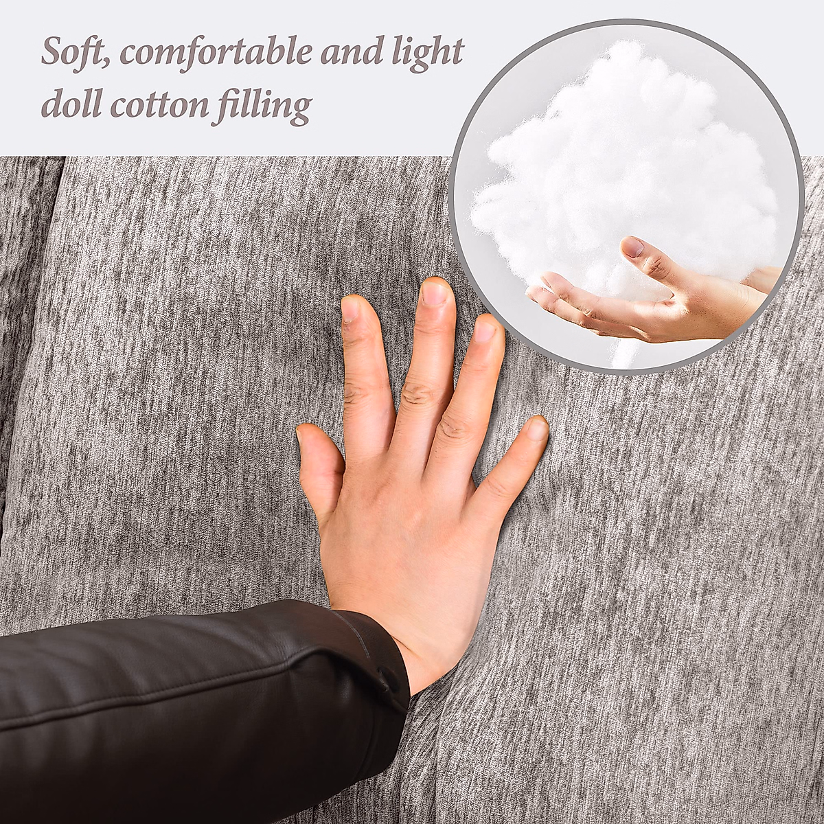 OPTOUGH Modern Chenille Fabric Convertible Sectional Sofa with Reversible Chaise,L-Shaped Couch 3-Seat Sofacair with 2 Pillows for Living Room,Apartment (84" Grey)