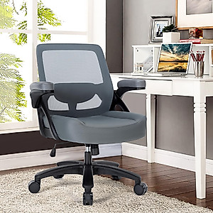 Big and Tall Office Chair 400lb- Mesh Ergonomic Heavy Duty Desk Chair- Flip Arms, Plus Size Wide Seat Executive Computer Chair for Large People- Home Office Swivel Rolling Task Chairs
