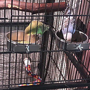 kathson Stainless Steel Bowls for Birds,4 Pcs Parrot Feeder Dish Cups,Bird Cage Water Food Bowl Coop Cup with Clamp Holder for Parrots Cockatiel Budgies Parakeet Lovebird(S)