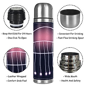 Stainless Steel Leather Vacuum Insulated Mug Jellyfish Thermos Water Bottle for Hot and Cold Drinks Kids Adults 16 Oz