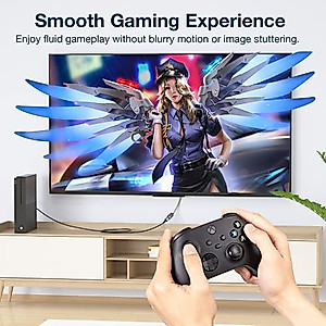 ULT-WIIQ 90 Degree HDMI Extension Cable, 4K HDMI Male to Female Nylon Braided Right Angle Extender Cable, Support 4K@60Hz, 3D, HDCP 2.2 & HDR for HDTV, PS5, PS4, Xbox One, Blu-ray Player, 1FT