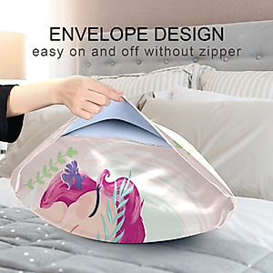 Dalzium Cute Mermaid Satin Pillowcase for Hair and Skin, Ocean Mermaid Girl Silk Pillow Case with Envelope Closure, Standard Size 20x26 inches, Pink, 1 PC