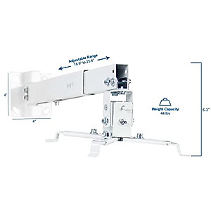 VIVO Universal Adjustable Wall Ceiling Projector Mount Bracket, Extendable Length Projection, White, MOUNT-VP06W