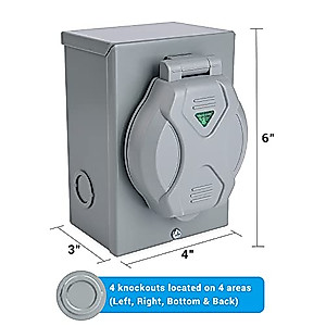 MICTUNING 30 Amp Generator Power Inlet Box Weatherproof, NEMA L14-30P Outdoor Inlet Box for 4 Prong Generator Cord, 125/250 Volt, 7500 Watts, ETL Listed