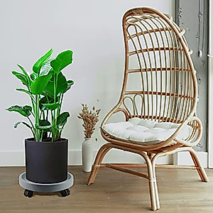 JOIKIT 4 Pack 13 Inch Round Plant Caddy with 4 Lockable Wheels, 132 Lbs Capacity Heavy Duty Rolling Plant Stand, Wheeled Planter Saucer Tray Trolley for 11.8 Inch Planter Pot Indoor Outdoor, Grey