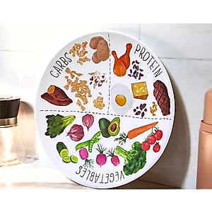 Viynran 10" Portion Control Plate for Balanced Eating - Healthy Nutrition Plate for Adults and Teens - Melamine Dividers, Weight Loss, Diabetes Plate (1 Pack)