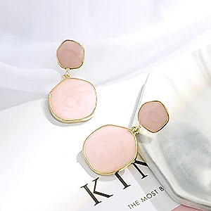 Flairs New York Marble Drop Dangle Earrings Set (Baby Pink Marble, Pack of 1 Pair)