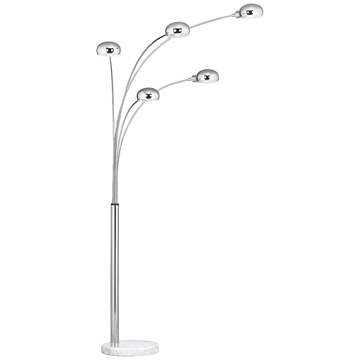 Possini Euro Design Infini Modern Mid Century Arched Floor Lamp Standing 5-Light 78" Tall Chrome Silver Metal Marble Base Swivel Dome Shade Decor for Living Room Reading House Family Bedroom Home