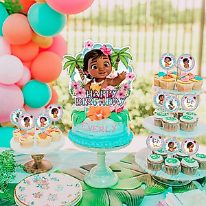 Generic Baby Moana Birthday Party Decorations, Moana Princess Theme Party Supplies set with Banner, Cake Cupcake Toppers, Foil Balloons for Kids Girls Fans Birthday Baby Shower Decorations