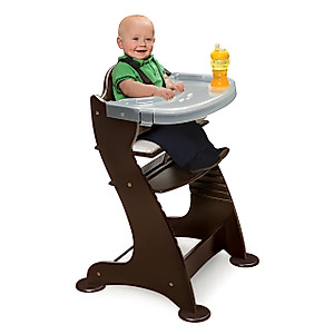 Badger Basket Embassy Wooden Height Adjustable Convertible Baby High Chair and Toddler Seat with Two Trays - Espresso