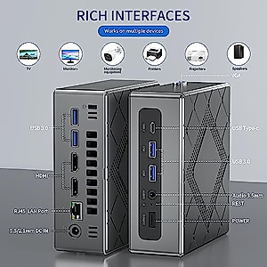 Mini PC,Intel i5-11320H(Up to 4.5 GHz), Mini Desktop Computer Windows 11 Pro,4C/8T,16GB DDR, 512GB M.2 SATA SSD (Up to 2TB), 4K UHD,Triple Display Output, WiFi 2.4G+5G,BT4.20
