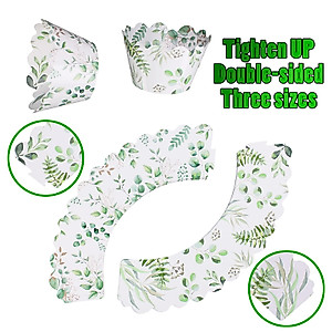 Greenery Cupcake Wrappers,50Pcs Eucalyptus Floral Cupcake Wrappers Rustic Cupcake Liners for Rustic Weddings,Wild Animals Baby Shower Decorations