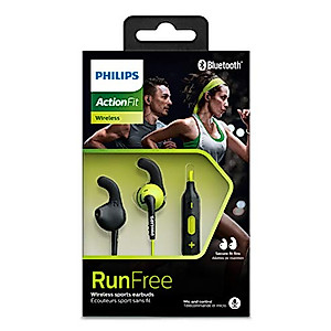 Philips ActionFit in-Ear Wireless Headphones with IPX2 Sweat-Proof Design (SHQ6500CL), Black/Lime Green
