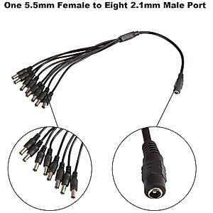 12V 5A Power Adapter Charger LED Strip AC 100V-240V, DC 12 Volt 5 Amp 60 Watt Converter Driver Universal Lighting Transformer for 12 V 5 A with 2.1X5.5mm Plug 1 Female to 8 Male Power Split Cable